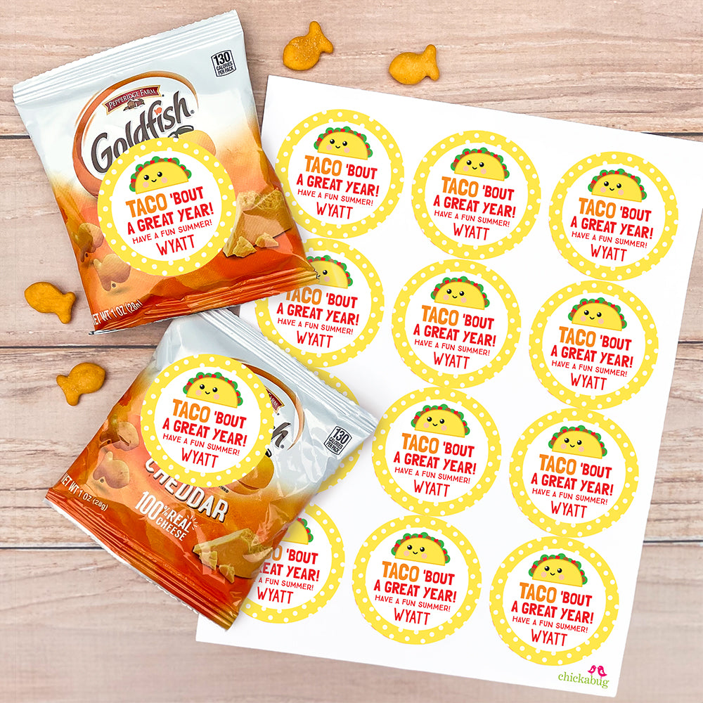 Personalized Taco Last Day of School Stickers – Chickabug