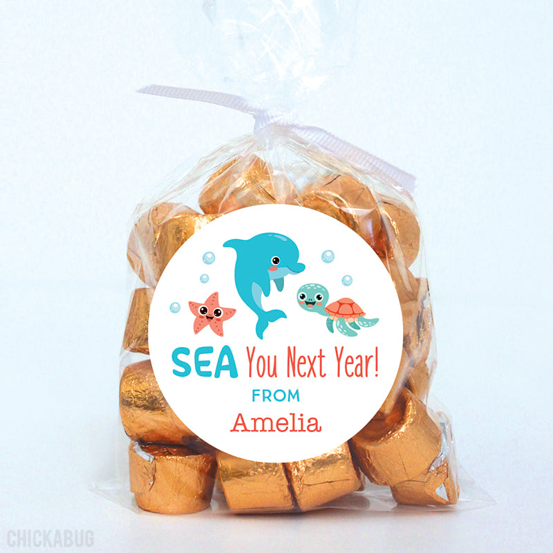 Personalized "SEA You Next Year" Dolphin Last Day of School Stickers ...