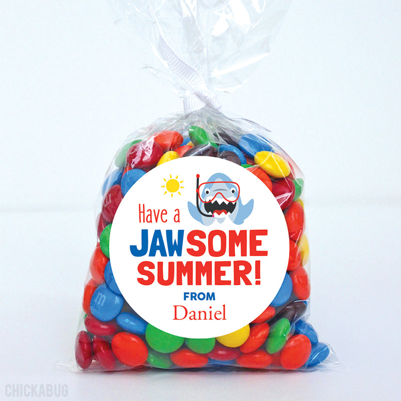 Personalized "JAWsome Summer" Shark Last Day of School Stickers – Chickabug