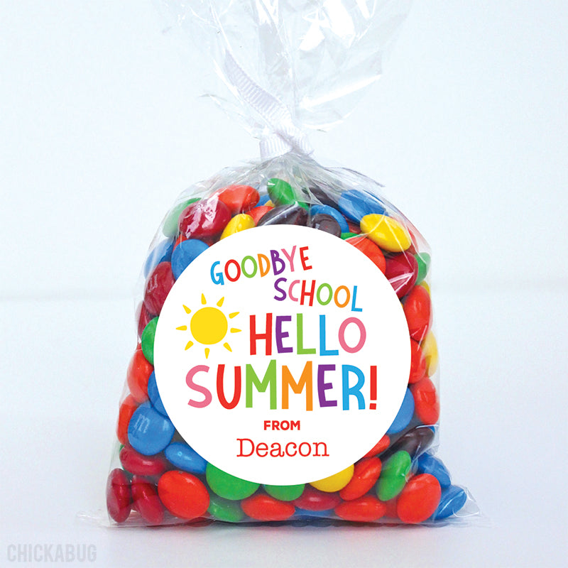Personalized "Goodbye School, Hello Summer" Last Day of School Stickers ...