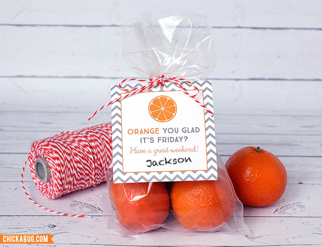 Free Printable "Orange You Glad It's Friday" Gift Tags (INSTANT DOWNLO ...