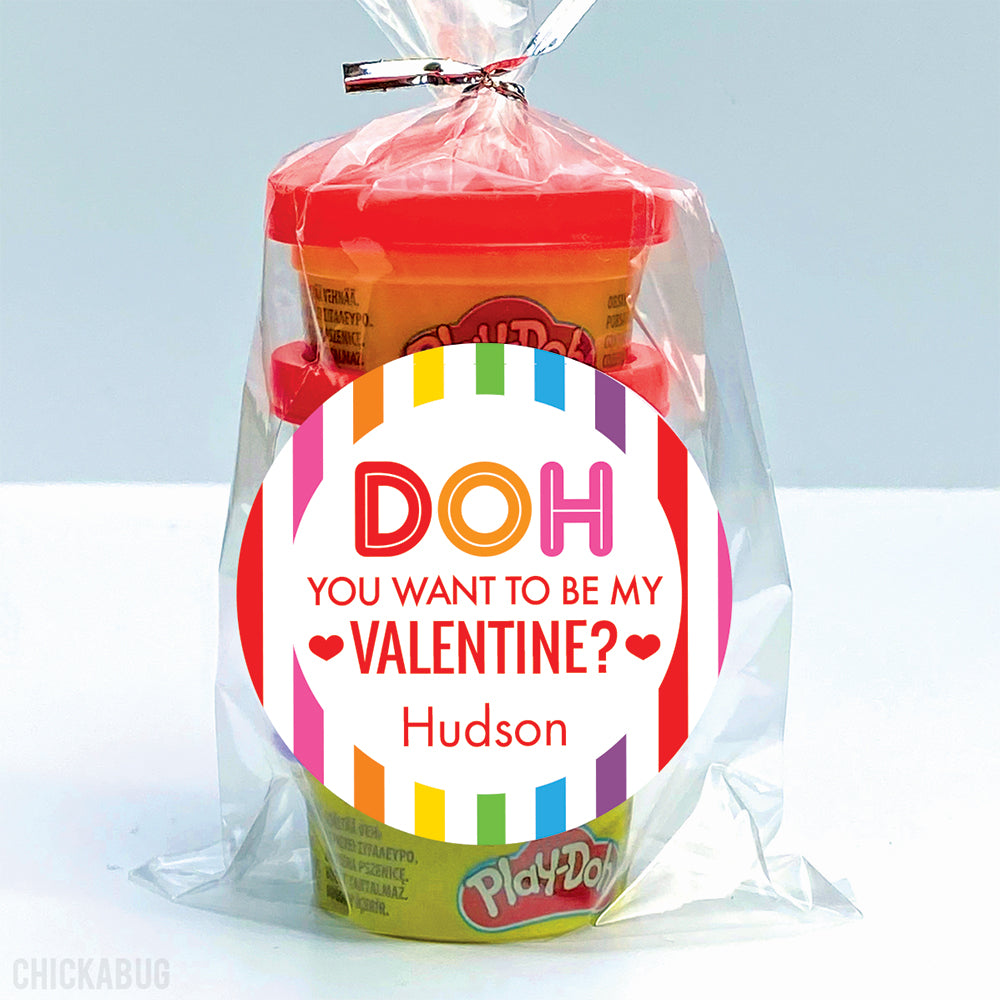 Personalized Playdough "Doh You Want To Be My Valentine" Stickers ...