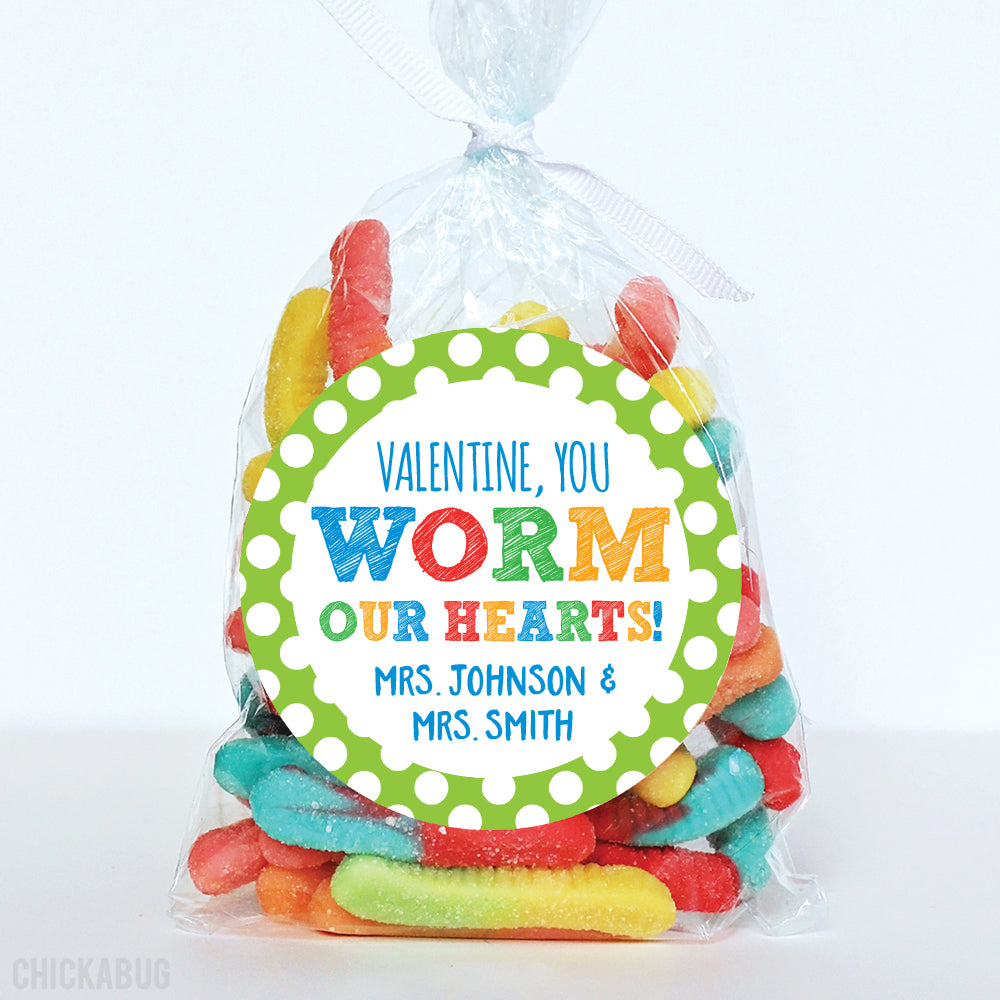 Personalized "You Worm My Heart" Valentine's Day Stickers – Chickabug