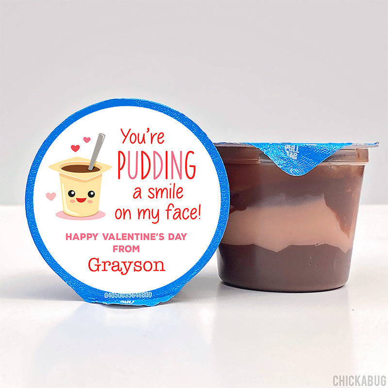 Personalized "PUDDING a Smile" Valentine's Day Pudding Cup Stickers ...