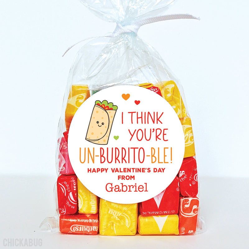 Personalized "You're Un-BURRITO-ble" Valentine's Day Stickers – Chickabug