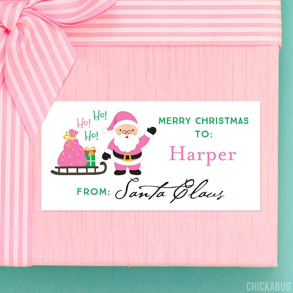 To Child From Santa Christmas Gift Labels - Pink Ho! Ho! Ho! Santa ...