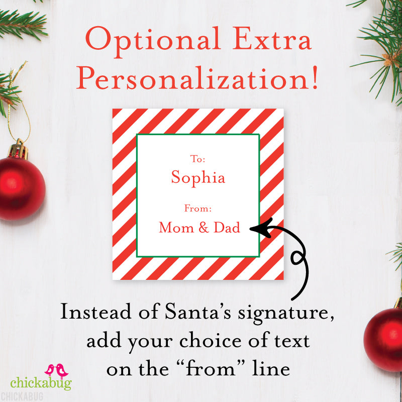 Personalized & Signed by Santa Christmas Gift Labels - Stripes – Chickabug