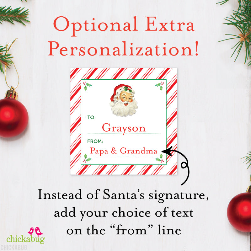 Personalized & Signed by Santa Christmas Gift Labels - Vintage Santa ...