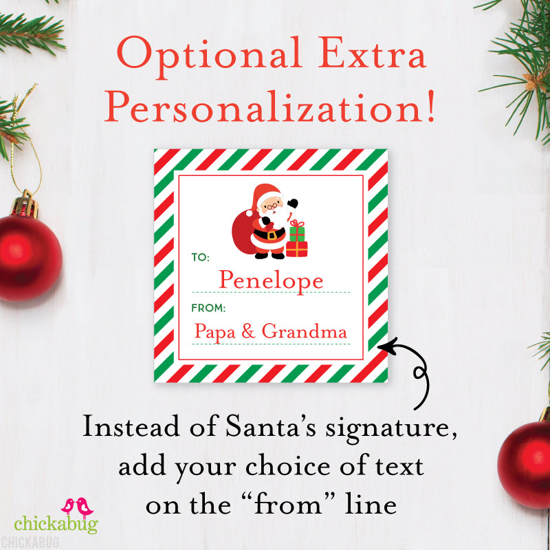 Personalized & Signed by Santa Christmas Gift Labels - Waving Santa ...