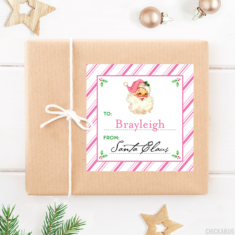 Signed by Santa Christmas Gift Labels - Pink Vintage Santa – Chickabug