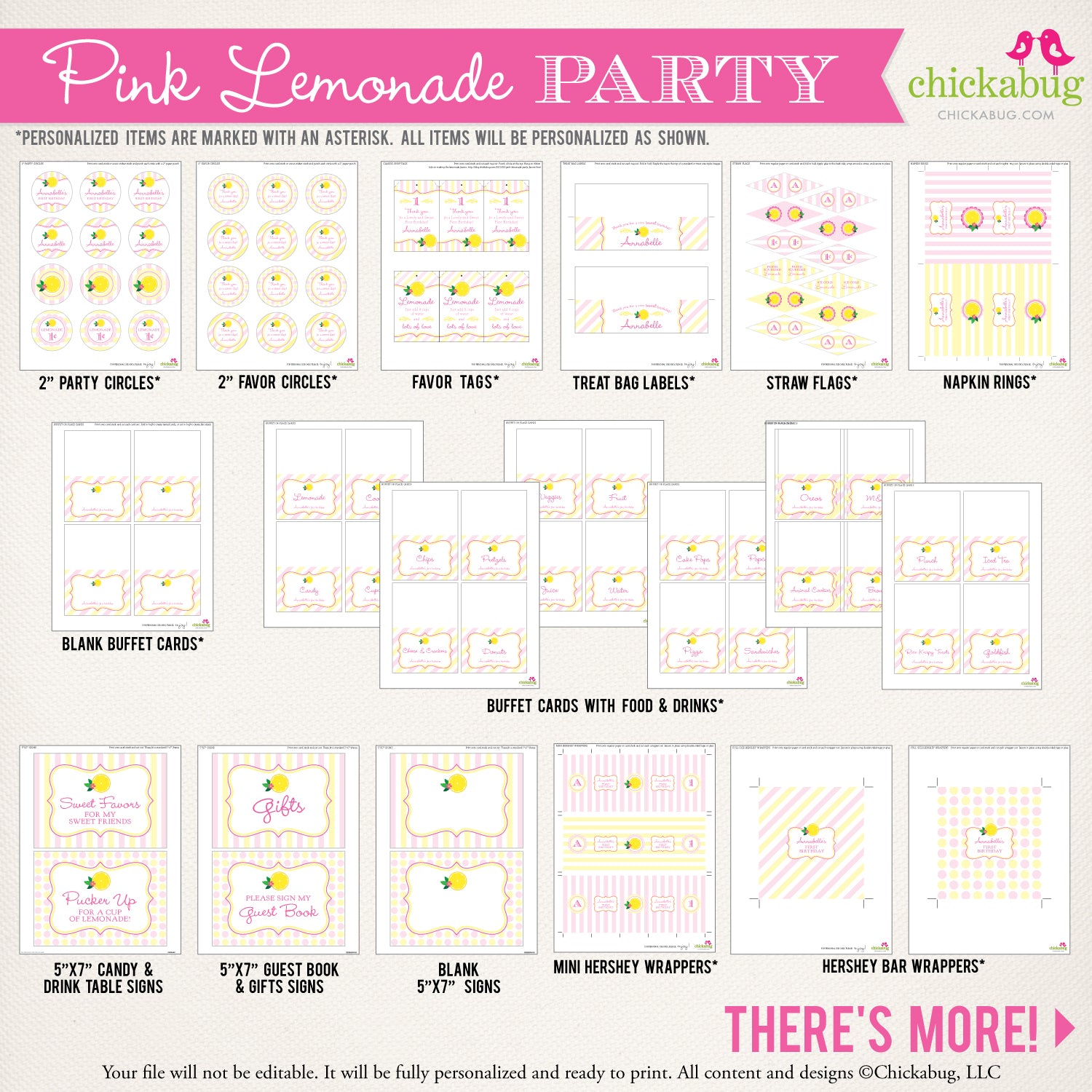 Pink Lemonade Birthday Party Printable Decor Kit (Digital File) – Chickabug