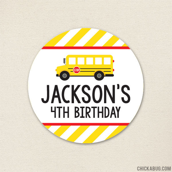 School Bus Birthday Stickers – Chickabug