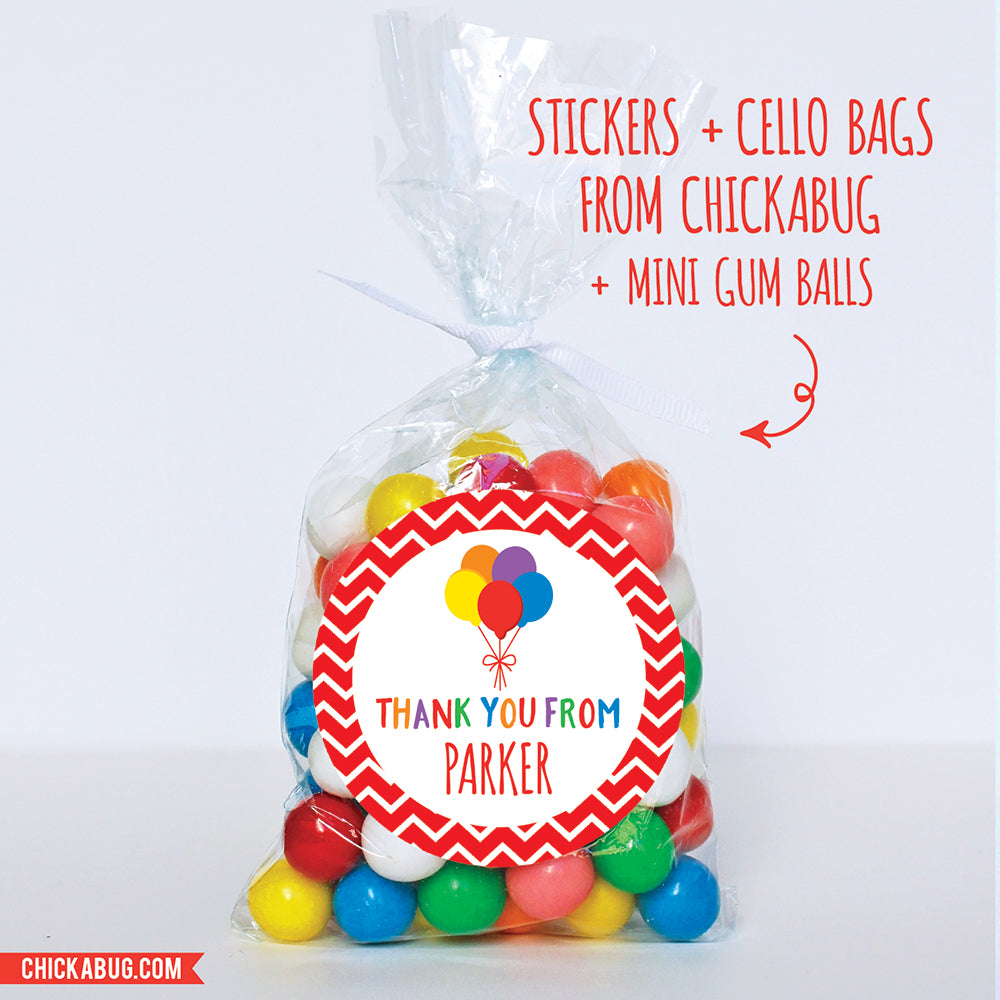 Rainbow Balloons Birthday Party Favor Labels – Chickabug