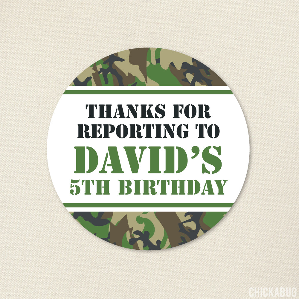 Personalized Army Party Favor Stickers – Chickabug