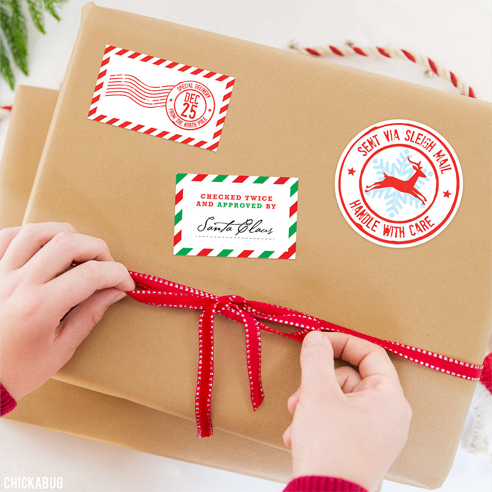 Santa's Sleigh Mail Gift Stickers - Pack of 24 – Chickabug