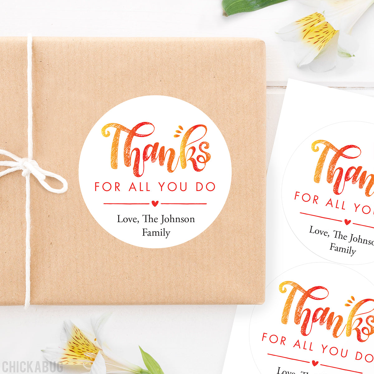 "Thanks For All You Do" Personalized Stickers – Chickabug