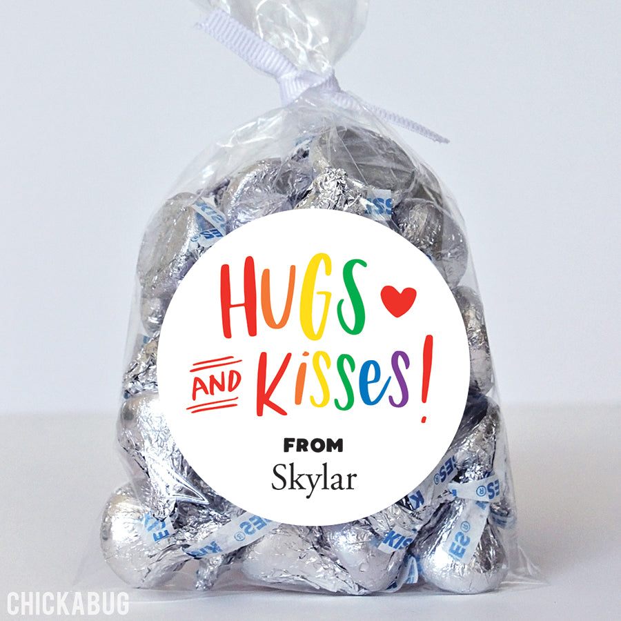 Personalized "Hugs and Kisses" Colorful Stickers – Chickabug