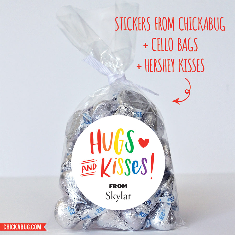Personalized "Hugs and Kisses" Colorful Stickers – Chickabug