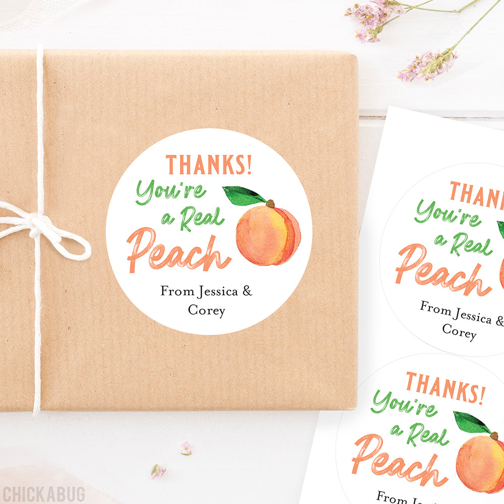 "Thanks! You're A Real Peach" Personalized Stickers – Chickabug