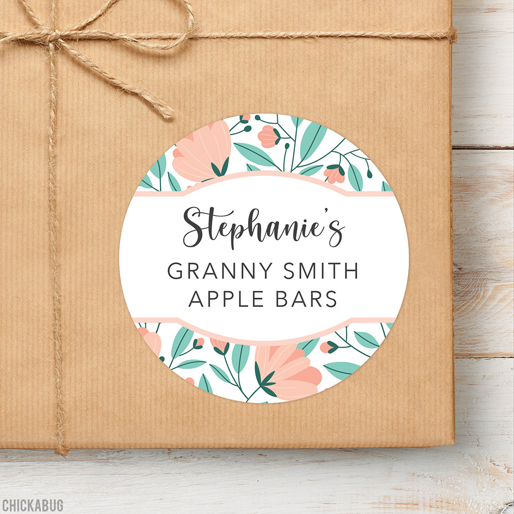 Peach Floral Personalized Food & Baking Gift Labels – Chickabug