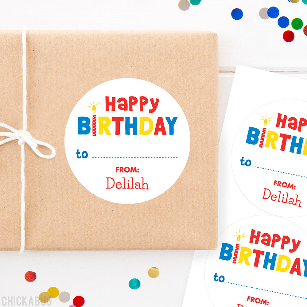 Red Birthday Candle Personalized Birthday Gift Labels – Chickabug