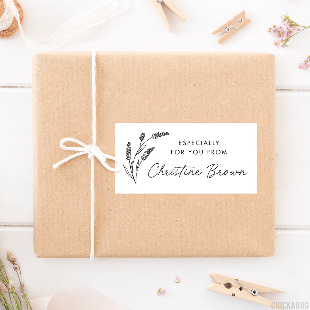 Black and White Floral "Especially For You" Personalized Gift Labels ...