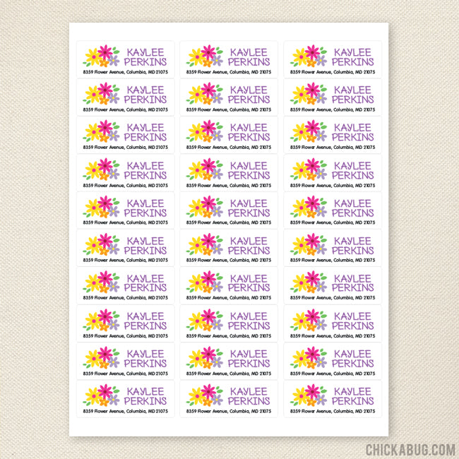 Personalized Colorful Flower Return Address Labels – Chickabug