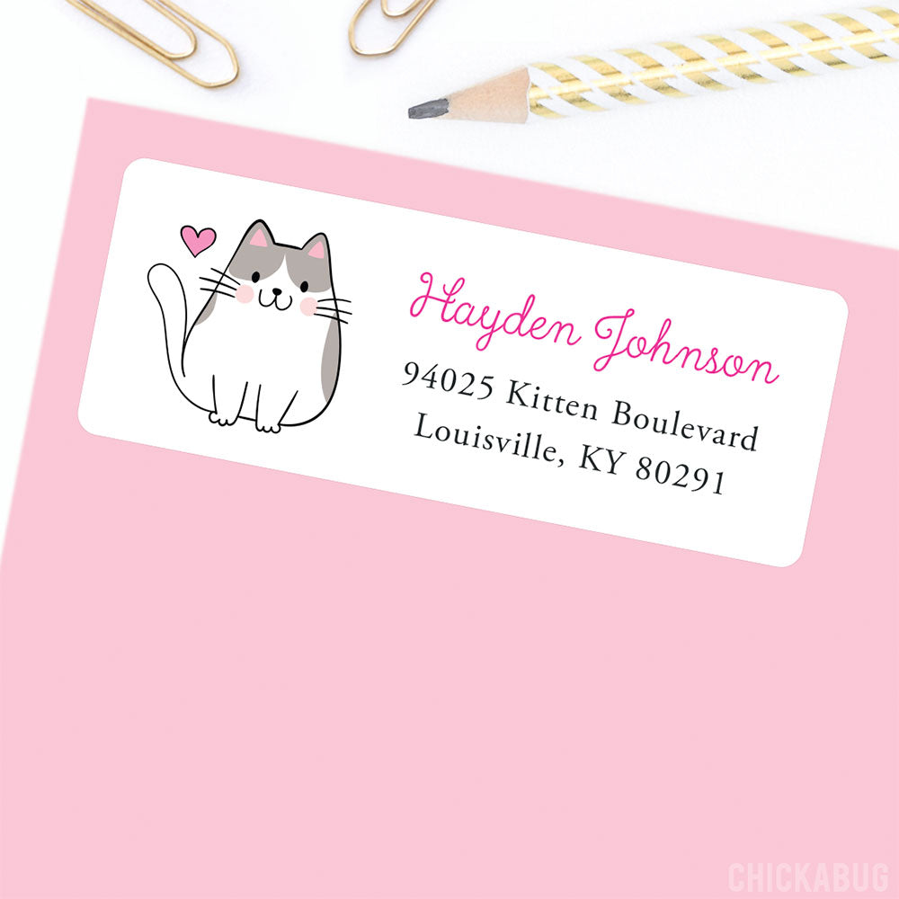 Personalized Cute Kitten Return Address Labels – Chickabug