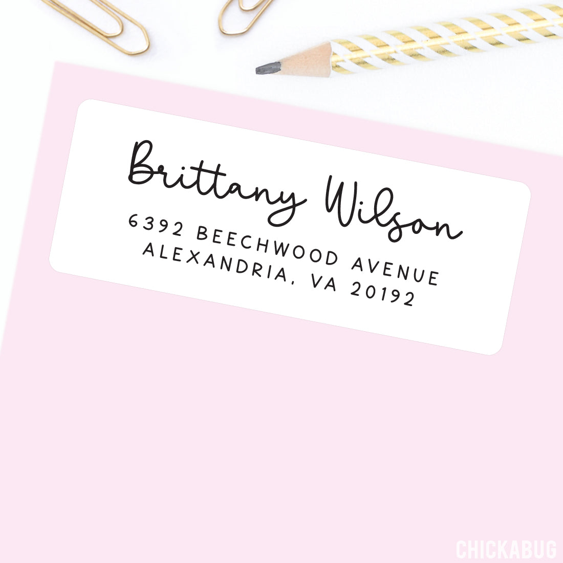 Personalized Farmhouse Script Return Address Labels – Chickabug