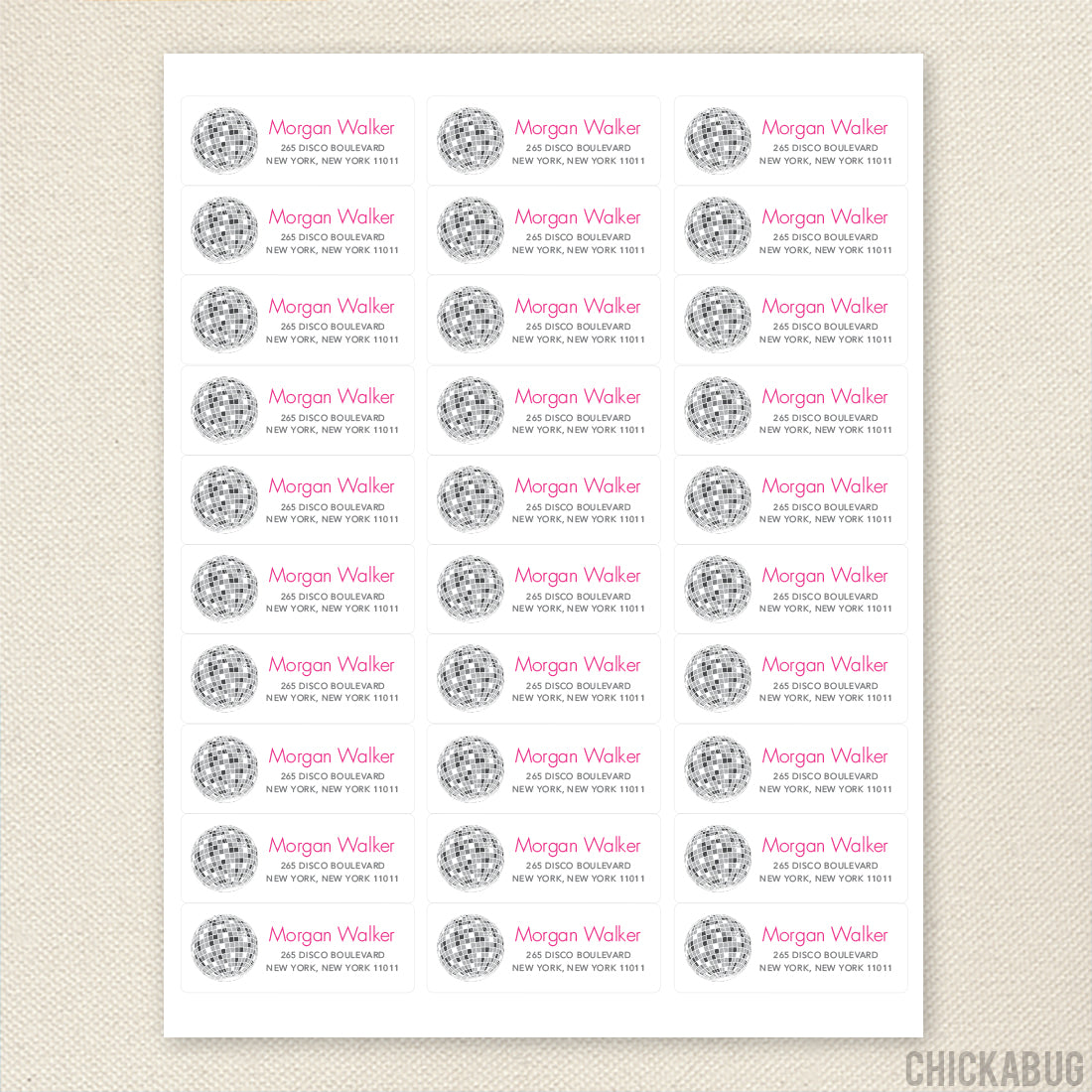 Personalized Disco Ball Return Address Labels – Chickabug