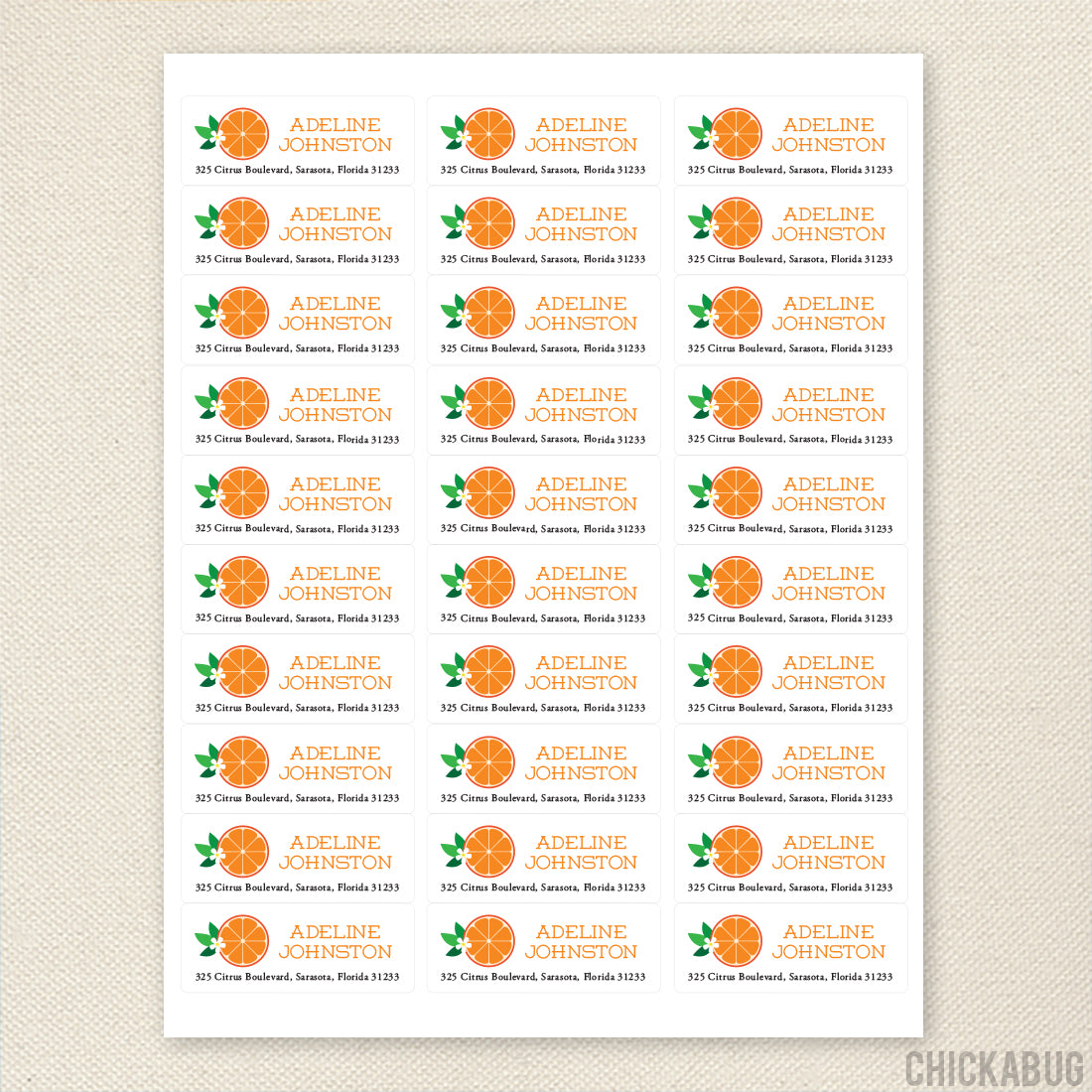 Personalized Florida Orange Return Address Labels – Chickabug