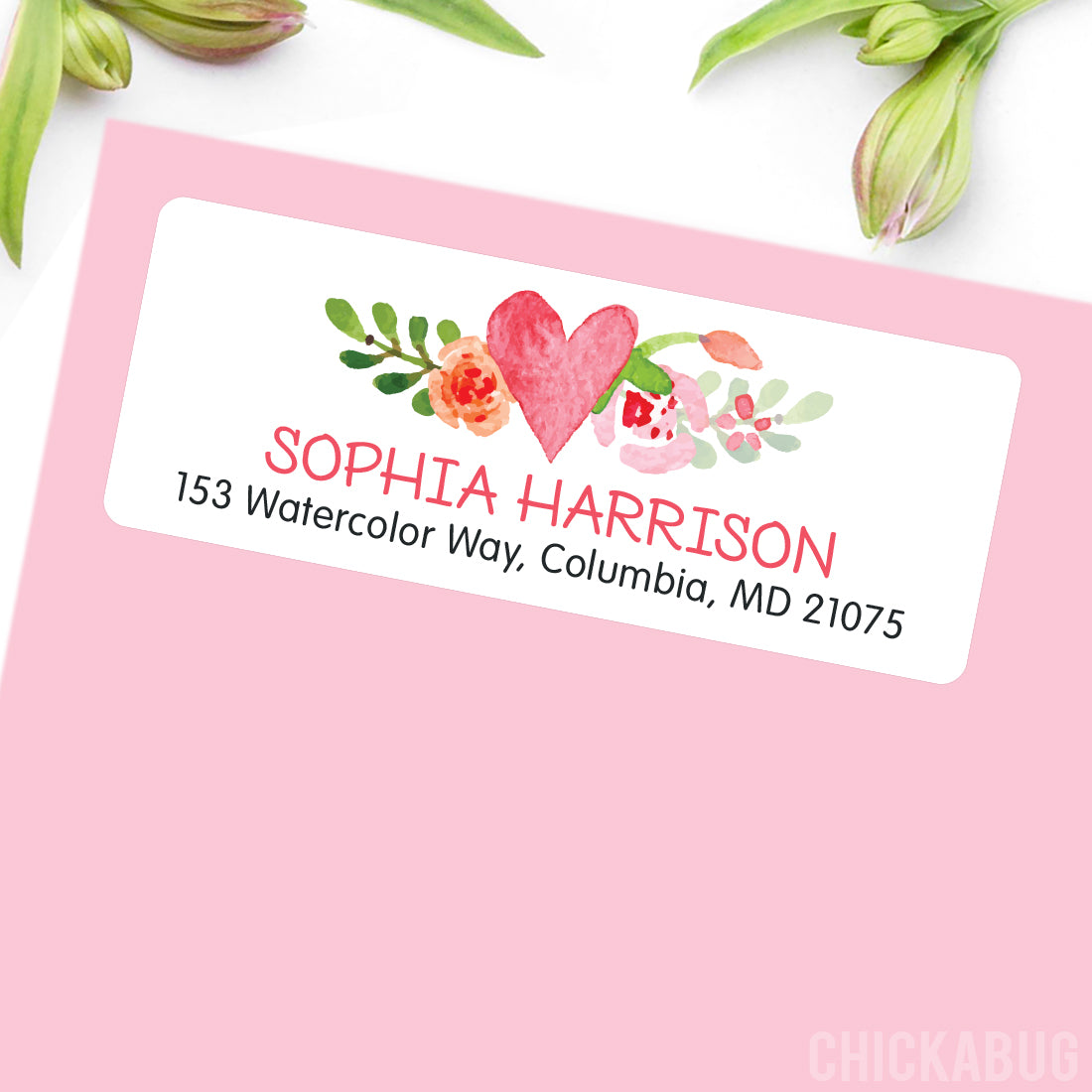 Personalized Watercolor Heart Return Address Labels – Chickabug