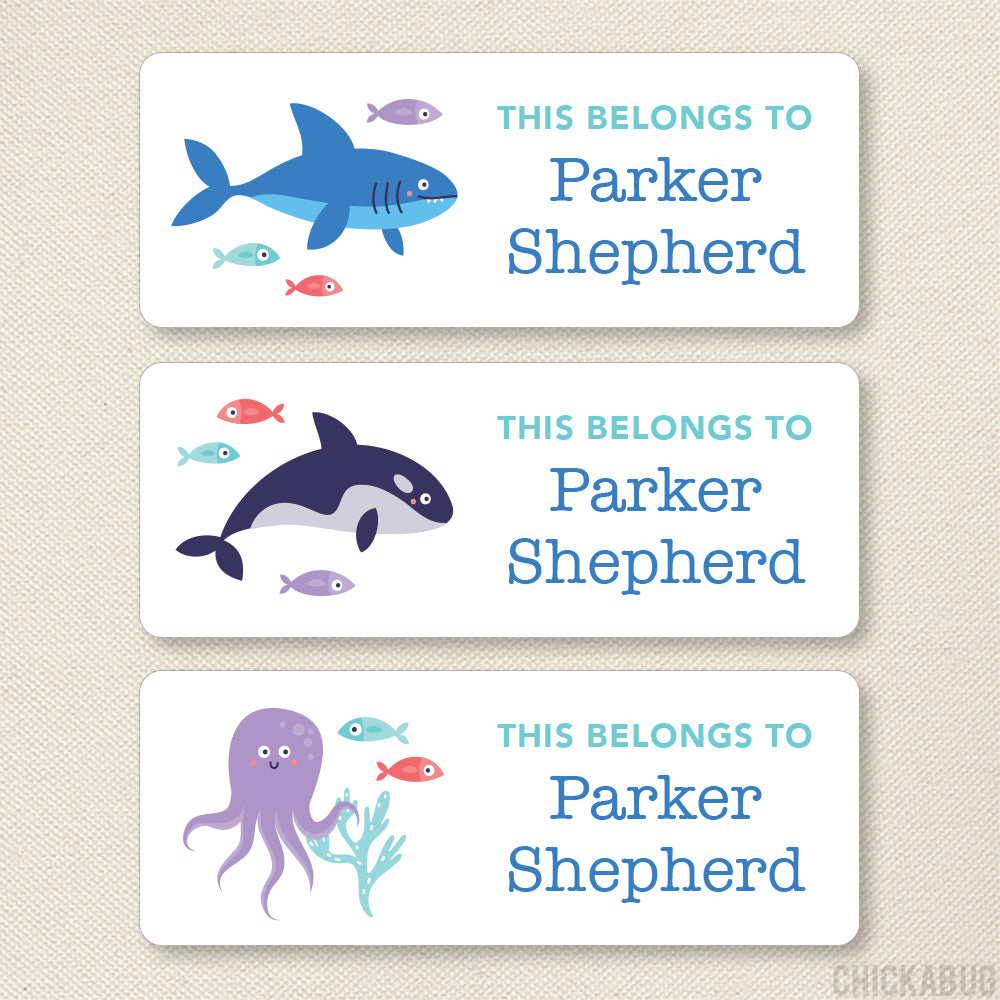 Sea Animals Personalized "This Belongs To" Labels – Chickabug
