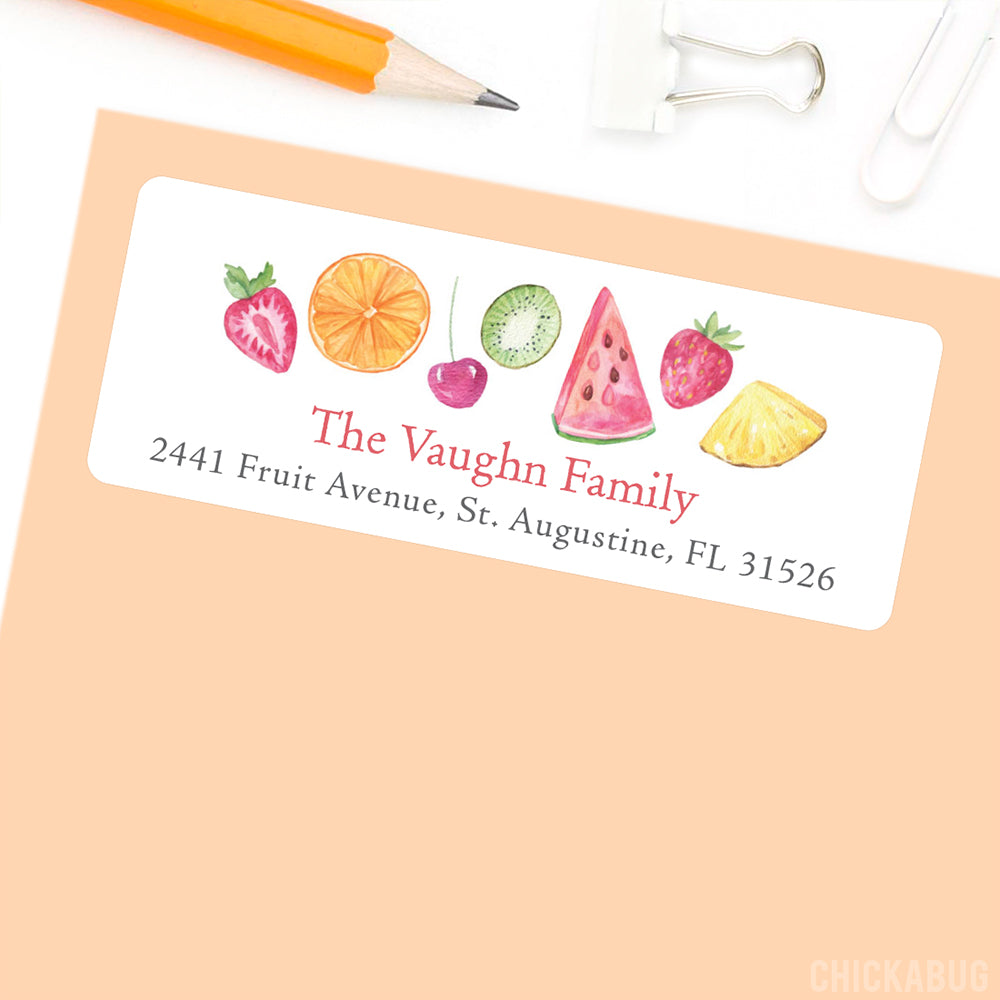 Personalized Watercolor Fruit Return Address Labels – Chickabug