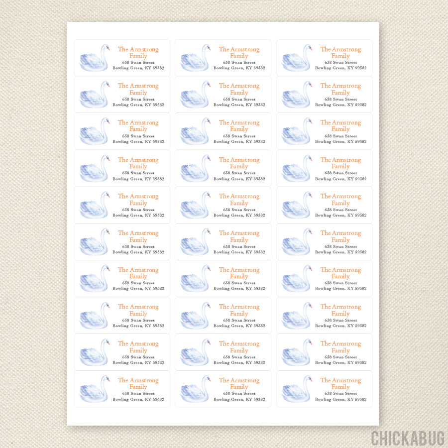 Personalized Swan Return Address Labels – Chickabug