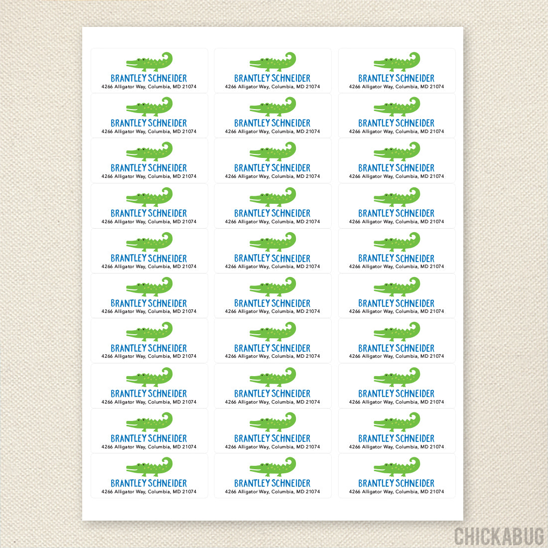 Personalized Alligator Return Address Labels – Chickabug