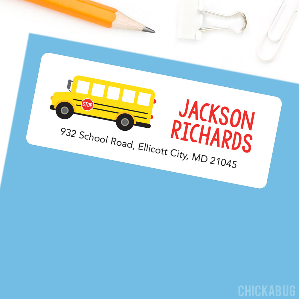 Personalized School Bus Return Address Labels | School Bus Party ...