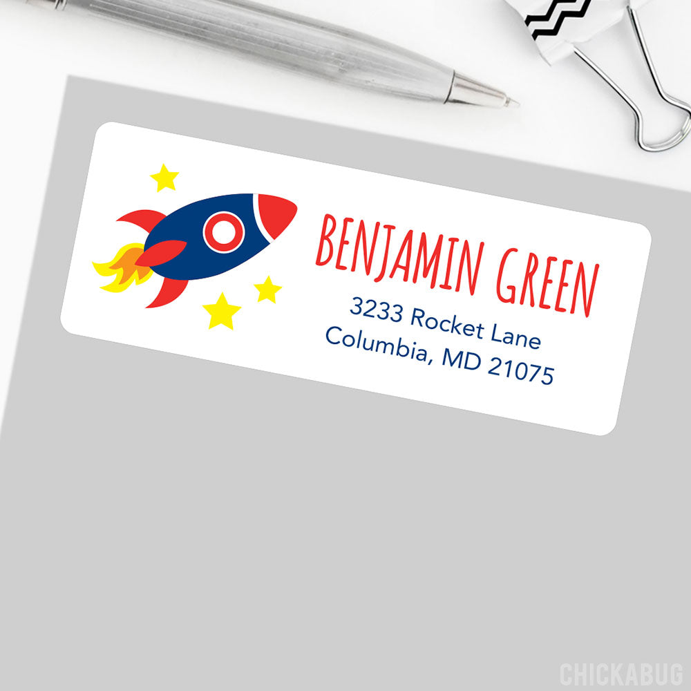 Personalized Rocket Return Address Labels – Chickabug