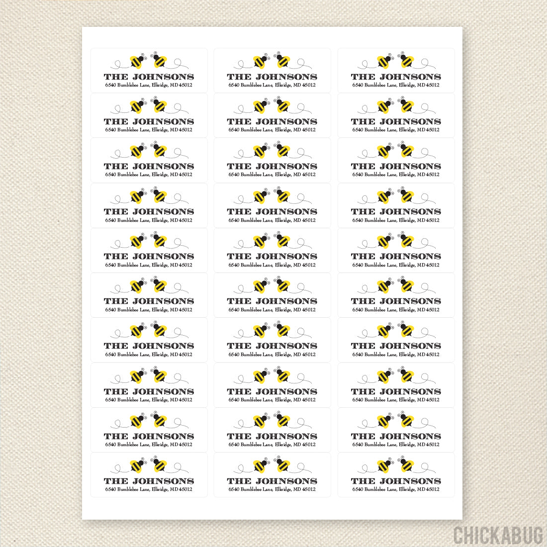 Personalized Bumblebee Return Address Labels – Chickabug
