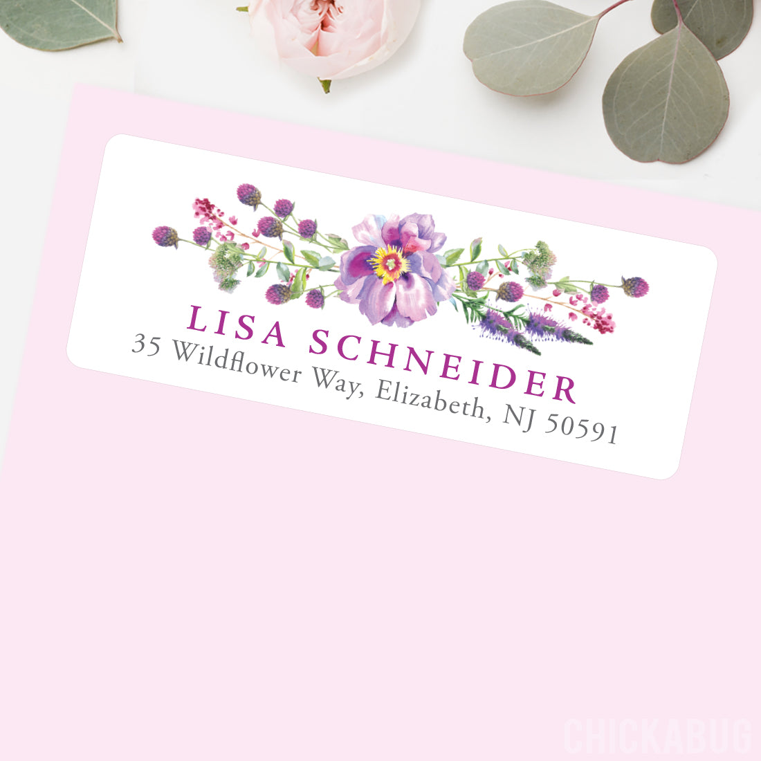 Personalized Purple Wildflowers Return Address Labels – Chickabug