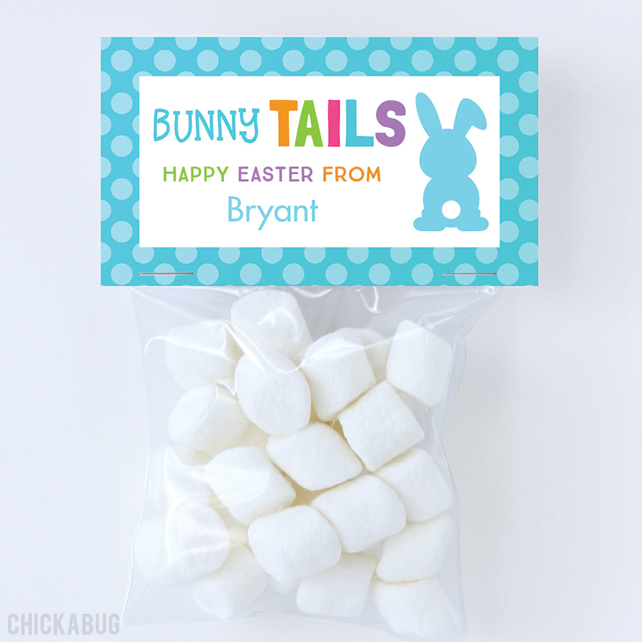 Personalized Blue "Bunny Tails" Easter Treat Bags – Chickabug