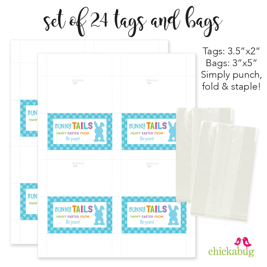 Personalized Blue "Bunny Tails" Easter Treat Bags – Chickabug