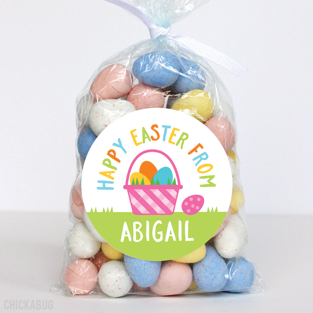 Personalized Pink Easter Basket Stickers – Chickabug