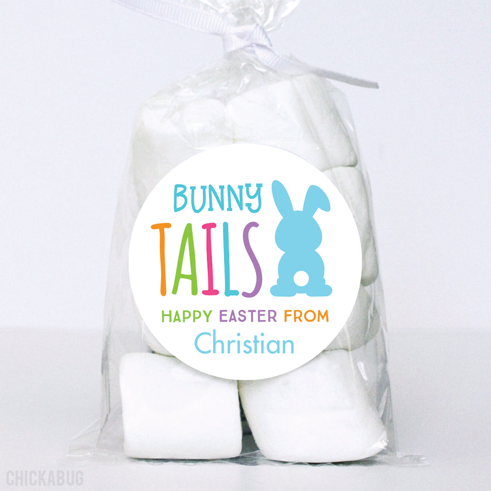 Blue "Bunny Tails" Personalized Easter Stickers – Chickabug