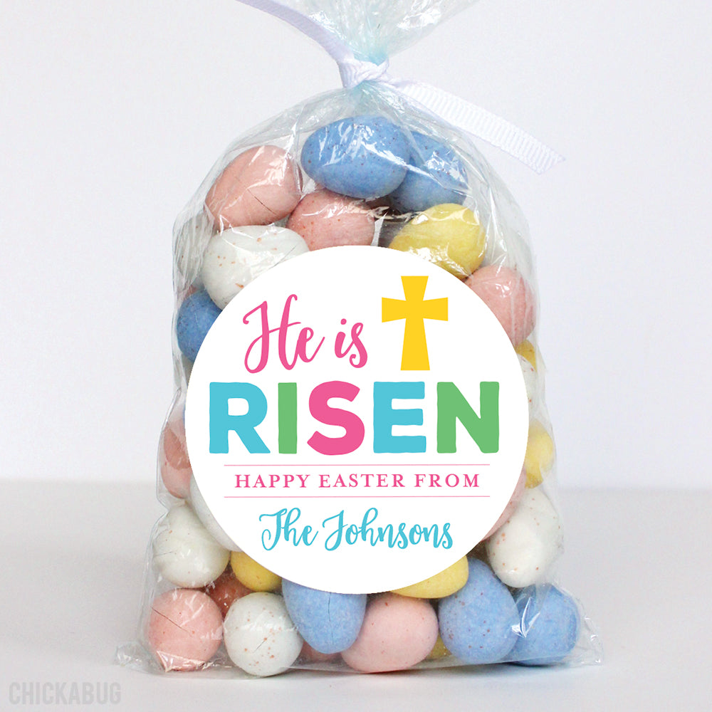 Personalized "He Is Risen" Religious Easter Stickers – Chickabug