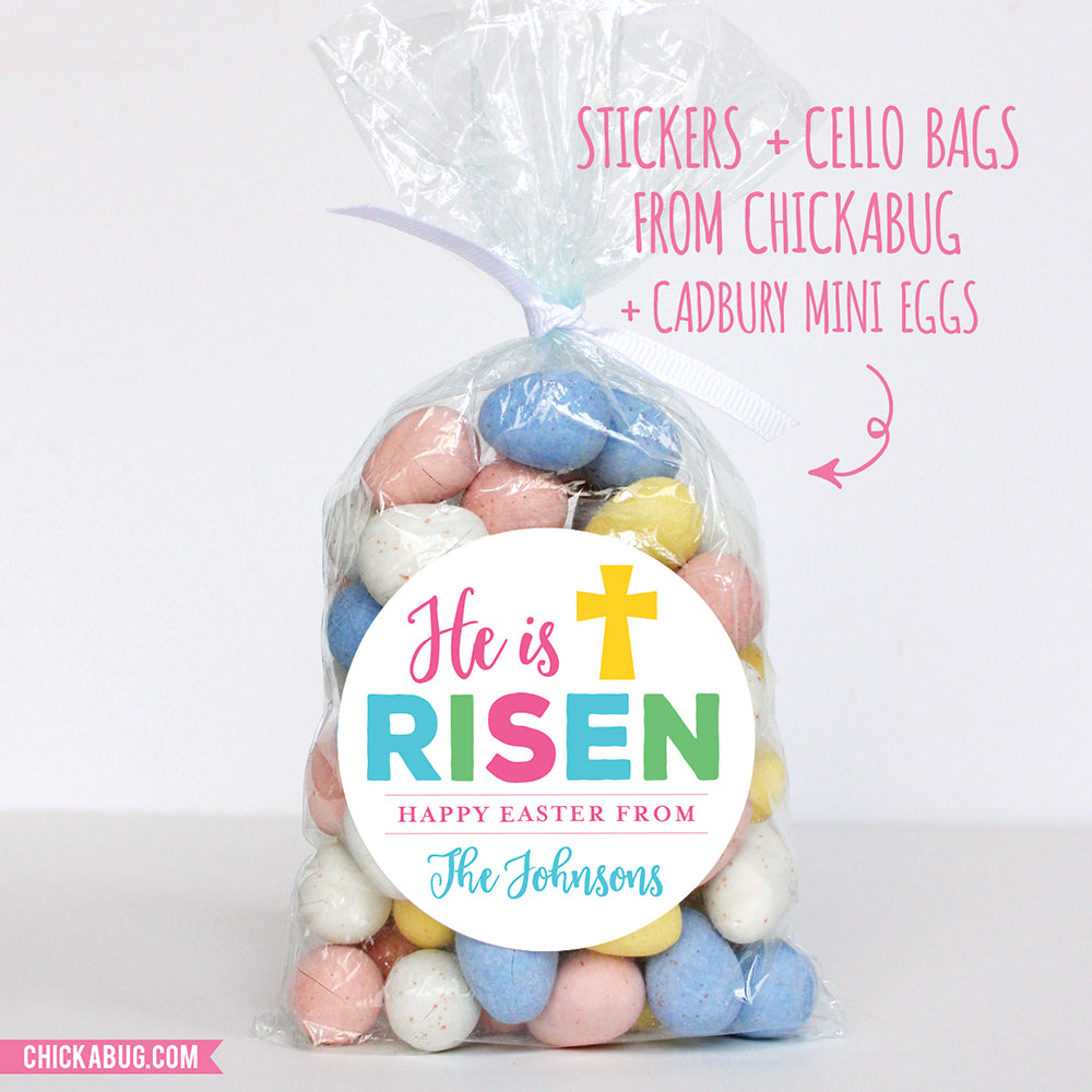 Personalized "He Is Risen" Religious Easter Stickers – Chickabug
