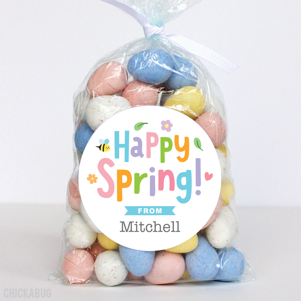 Personalized Colorful "Happy Spring" Stickers – Chickabug