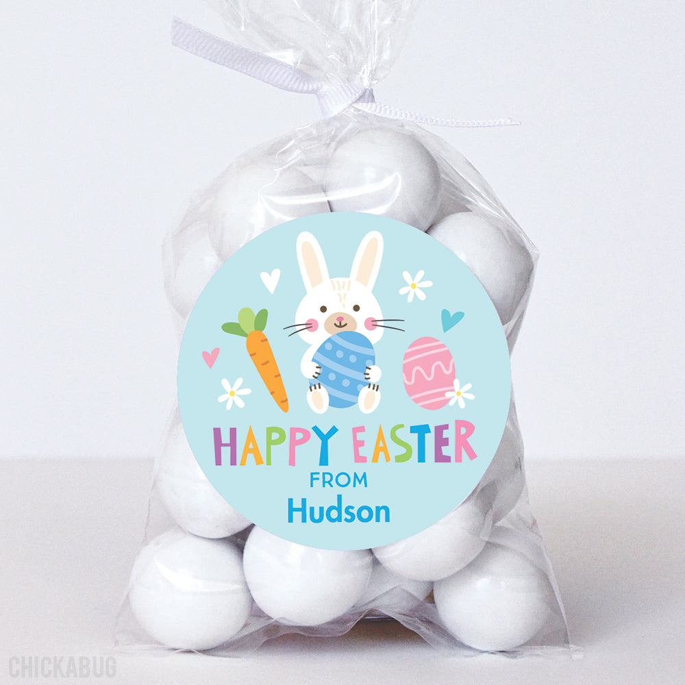 Personalized Blue Easter Bunny Stickers – Chickabug