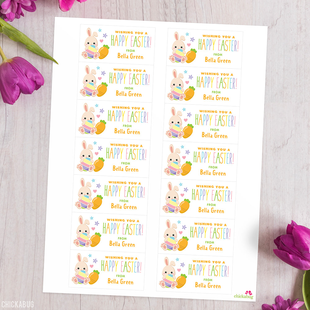 Personalized Cute Baby Bunny Easter Labels – Chickabug