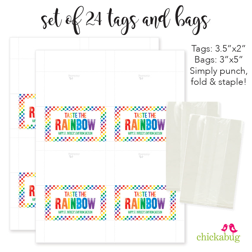 Personalized "Taste the Rainbow" St. Patrick's Day Treat Bags – Chickabug